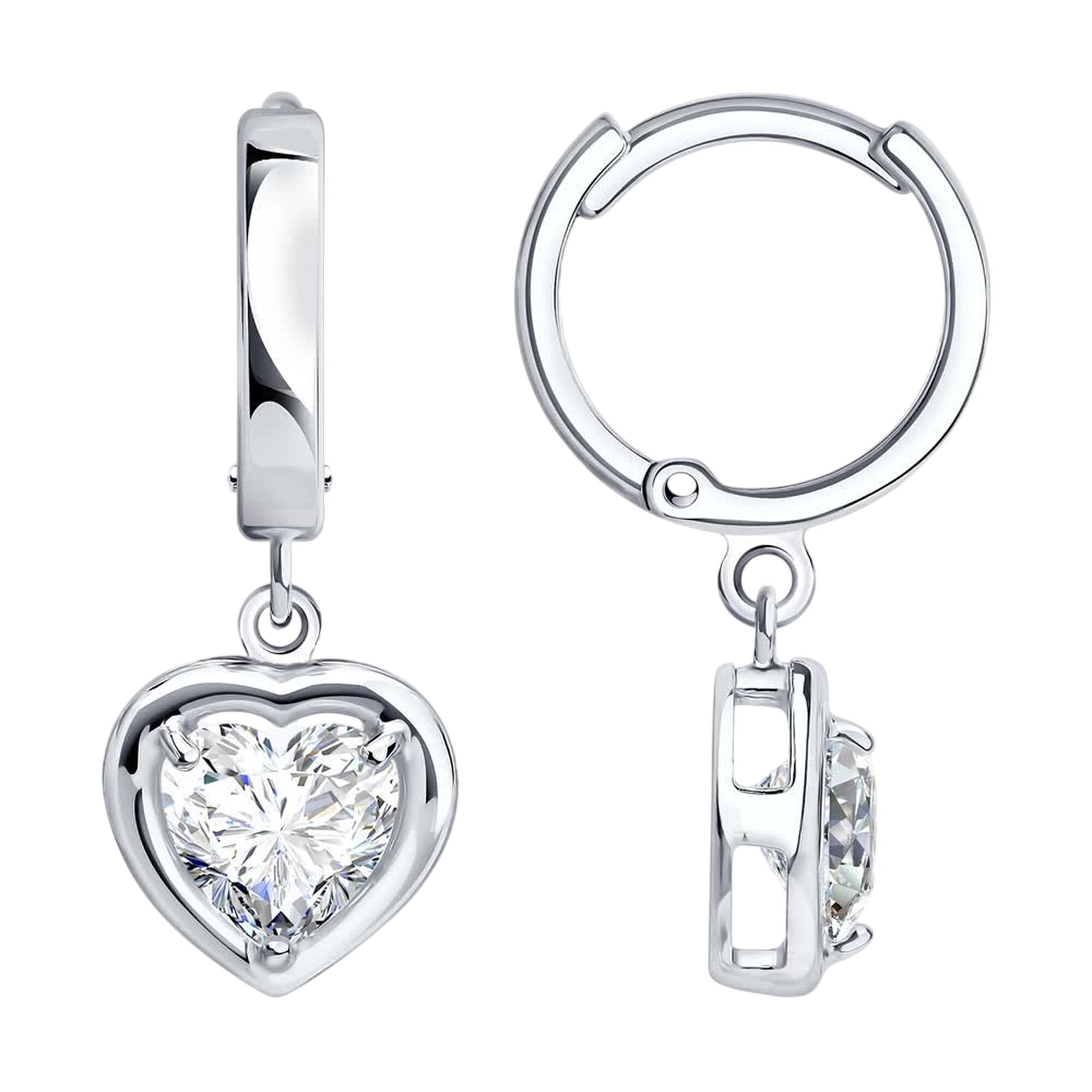 Серьги Diamant online, серебро, 925 проба, родирование, фианит