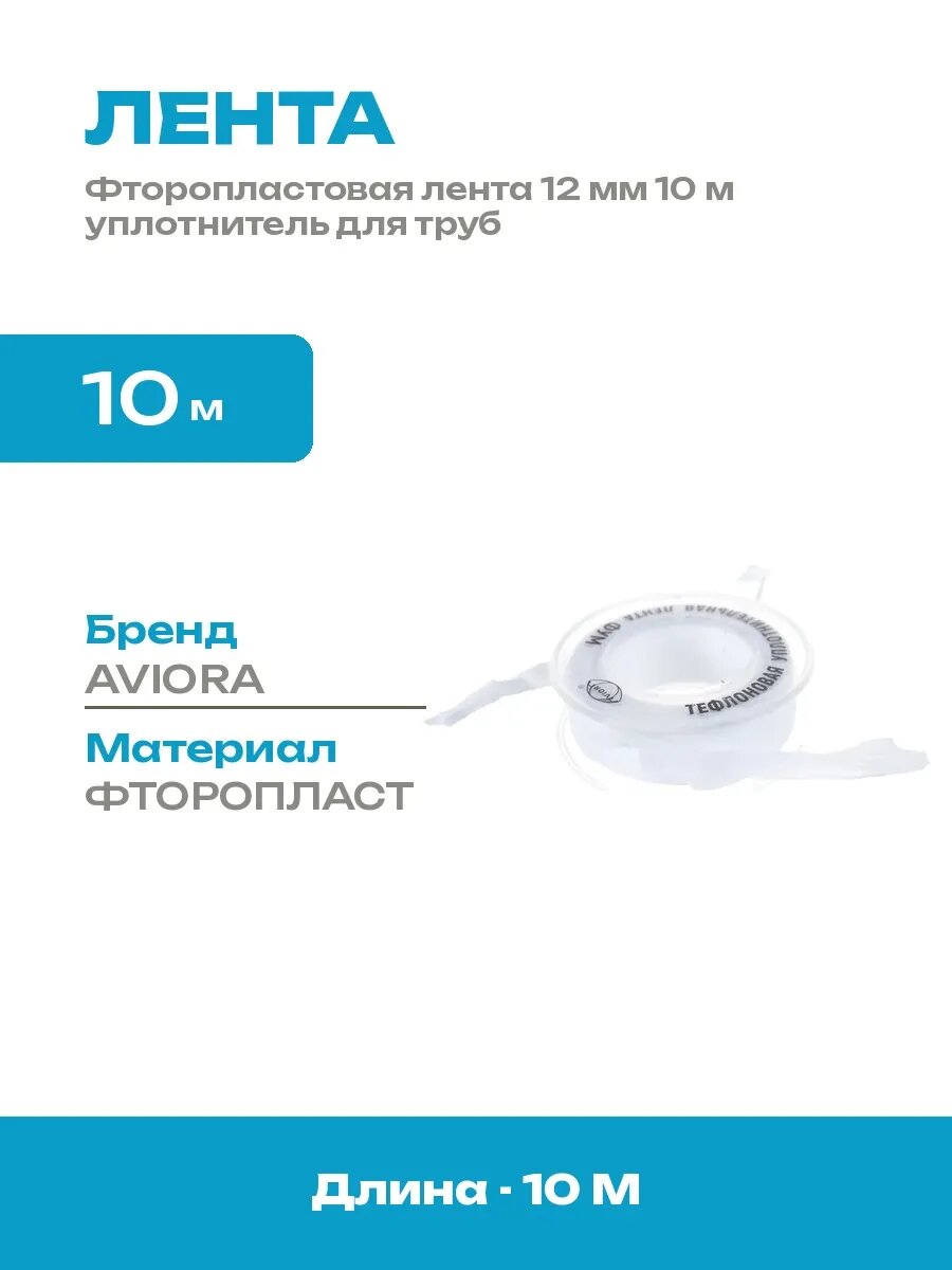 Фум лента 12 мм 10 м фторопластовая для сантехники воды