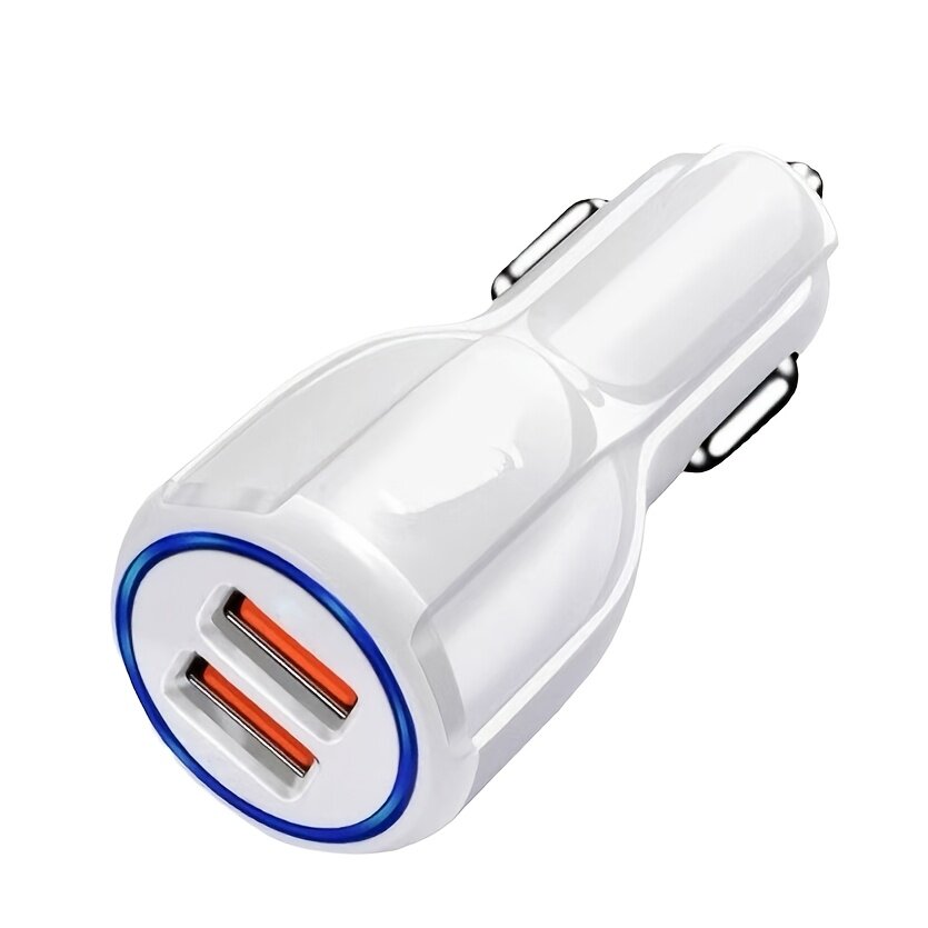 Автомобильное зарядное устройство 33W Dual USB с быстрой зарядкой, 2 порта, белый
