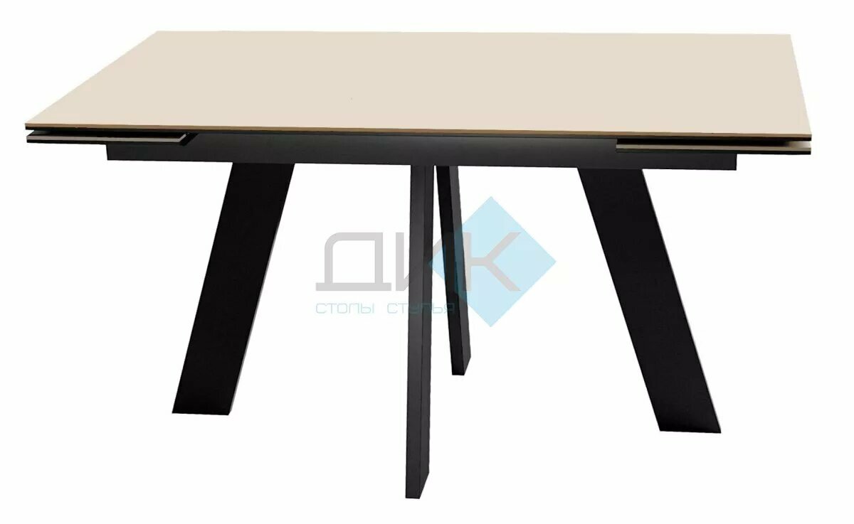 Стол DikLine DKM140 Керамика Krater Perla (бежевый матовый)/подстолье черное