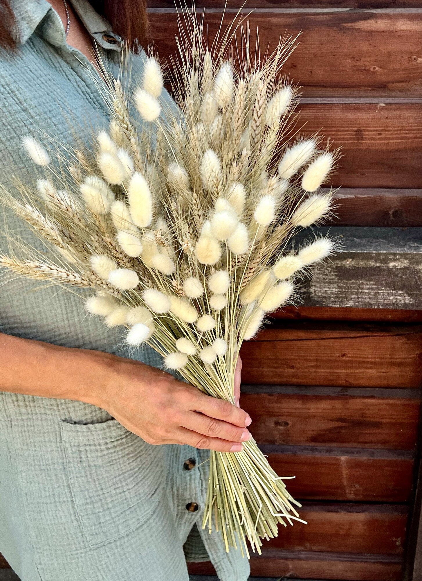 Букет « Прованс» сухоцвет , лагурус , рожь ,35см