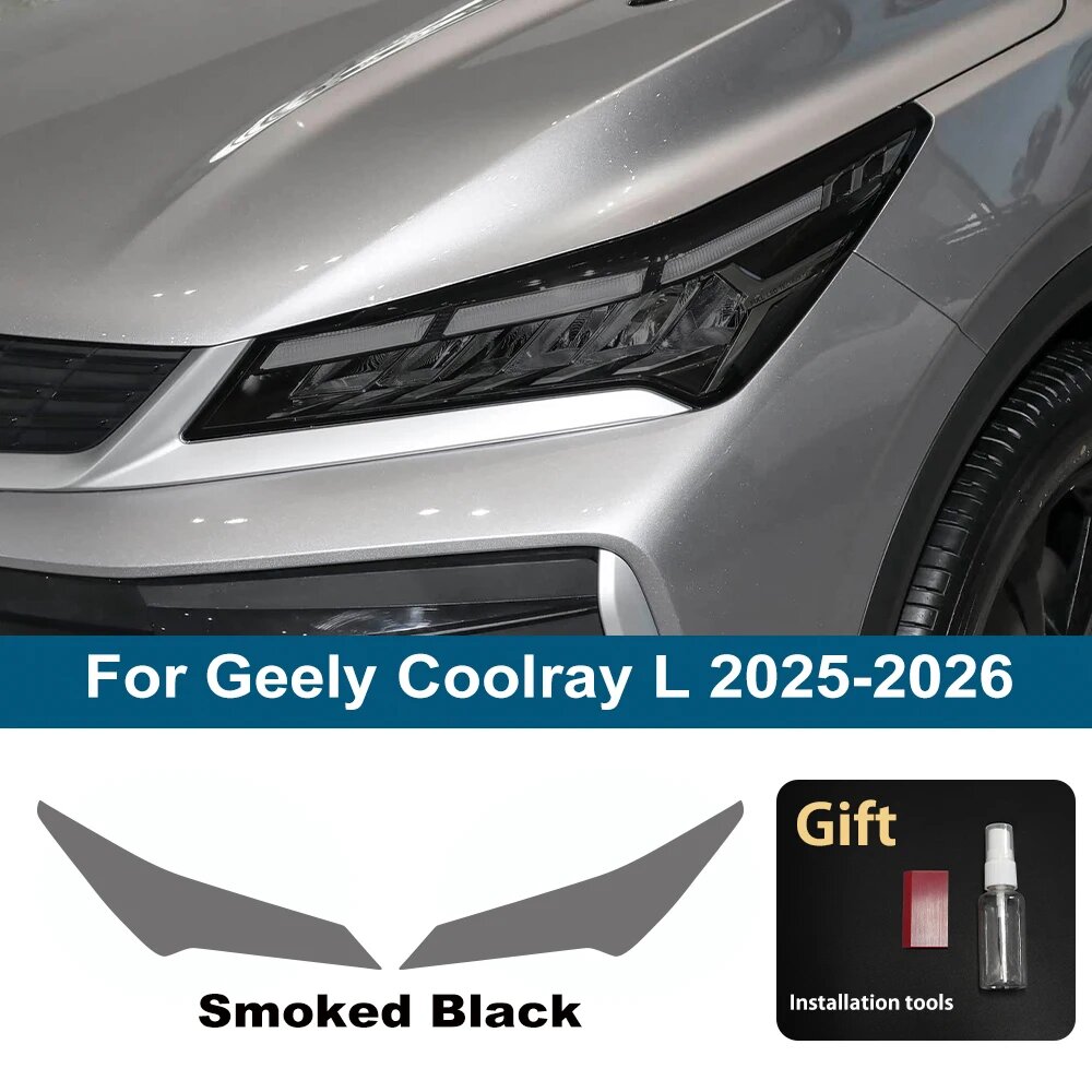 Защитная пленка для фар Geely Coolray L, глянцевая, дымчато-черная, предварительно For Coolray L SMK