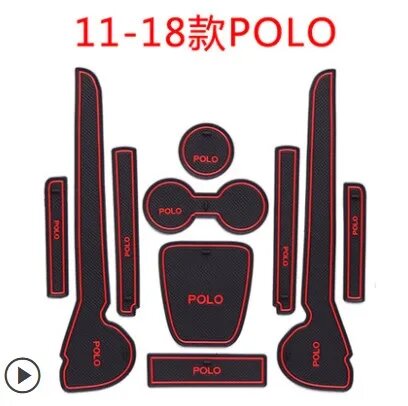 Коврик в авто Volkswagen POLO 2011-2018, 10 шт, красный
