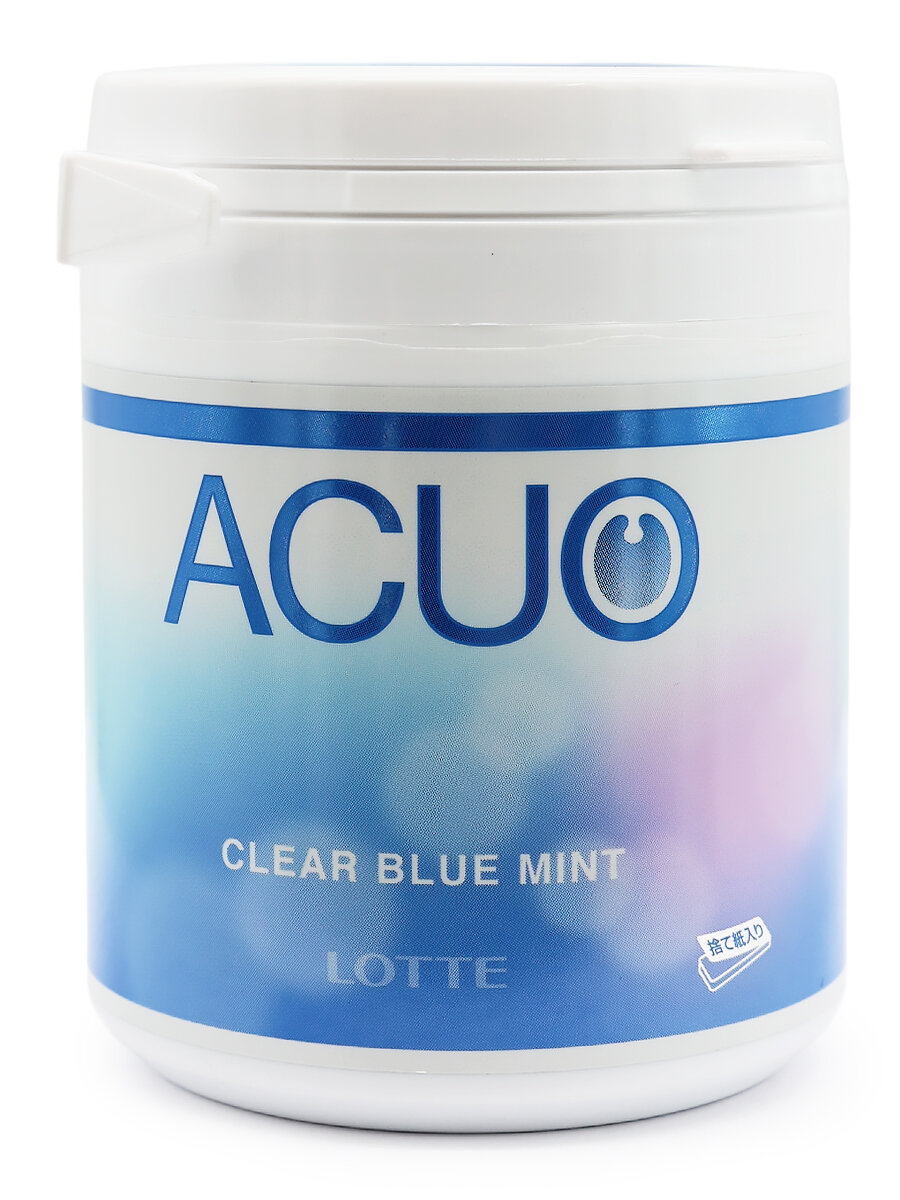 LOTTE Жевательная резинка без сахара голубая мята ACUO Clear Blue Mint Bottle, 140 г