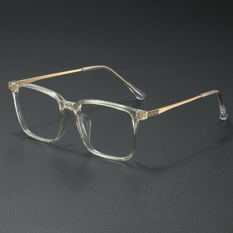 Eyewear elegant square with pc frame and blue light blocking for large face shapes tran gold
