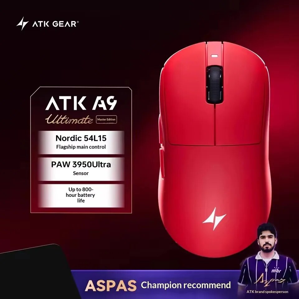 ATK A9 Air Ultimate Беспроводная игровая мышь Розовый, A9 Ultimate Vermilion