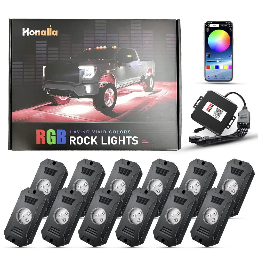 RGB-подсветка для авто, 12 pods, управление через приложение
