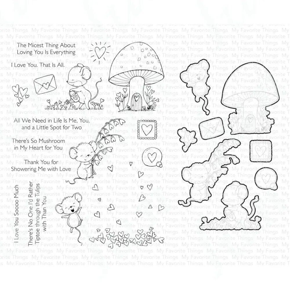 Штампы для скрапбукинга "Mushrooms & Mice", Z6009 A Set-2