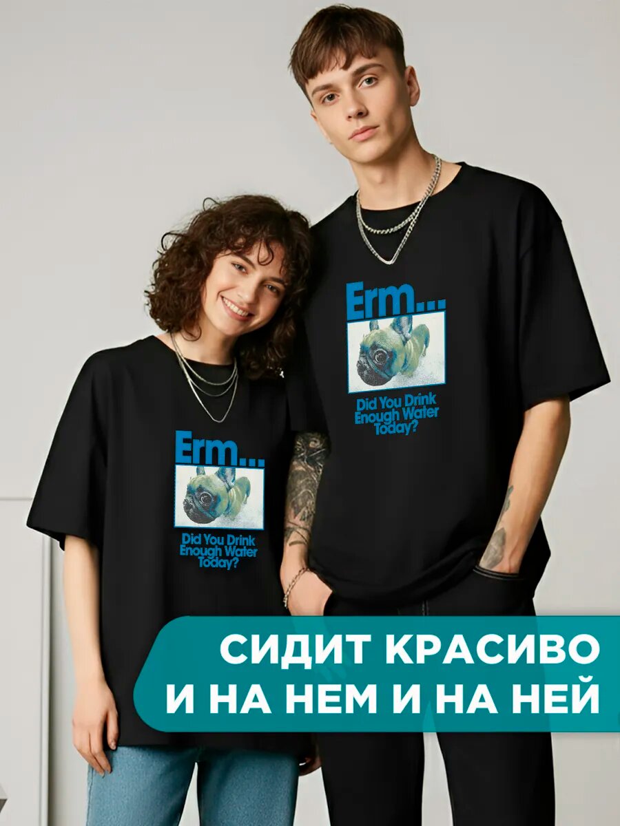 Футболка PRINTSHOT, 1 шт., размер M, черный — фото 1