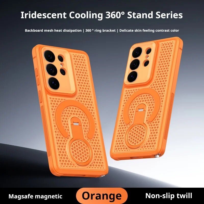Для Magsafe Magnetic 360 ° Чехол с вращающимся кронштейном для Samsung Galaxy S25 Ultra, Orange