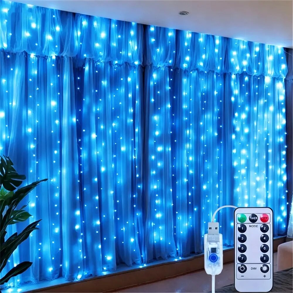 Светодиодная гирлянда-штора Blue Light 3x1м, 100 LED