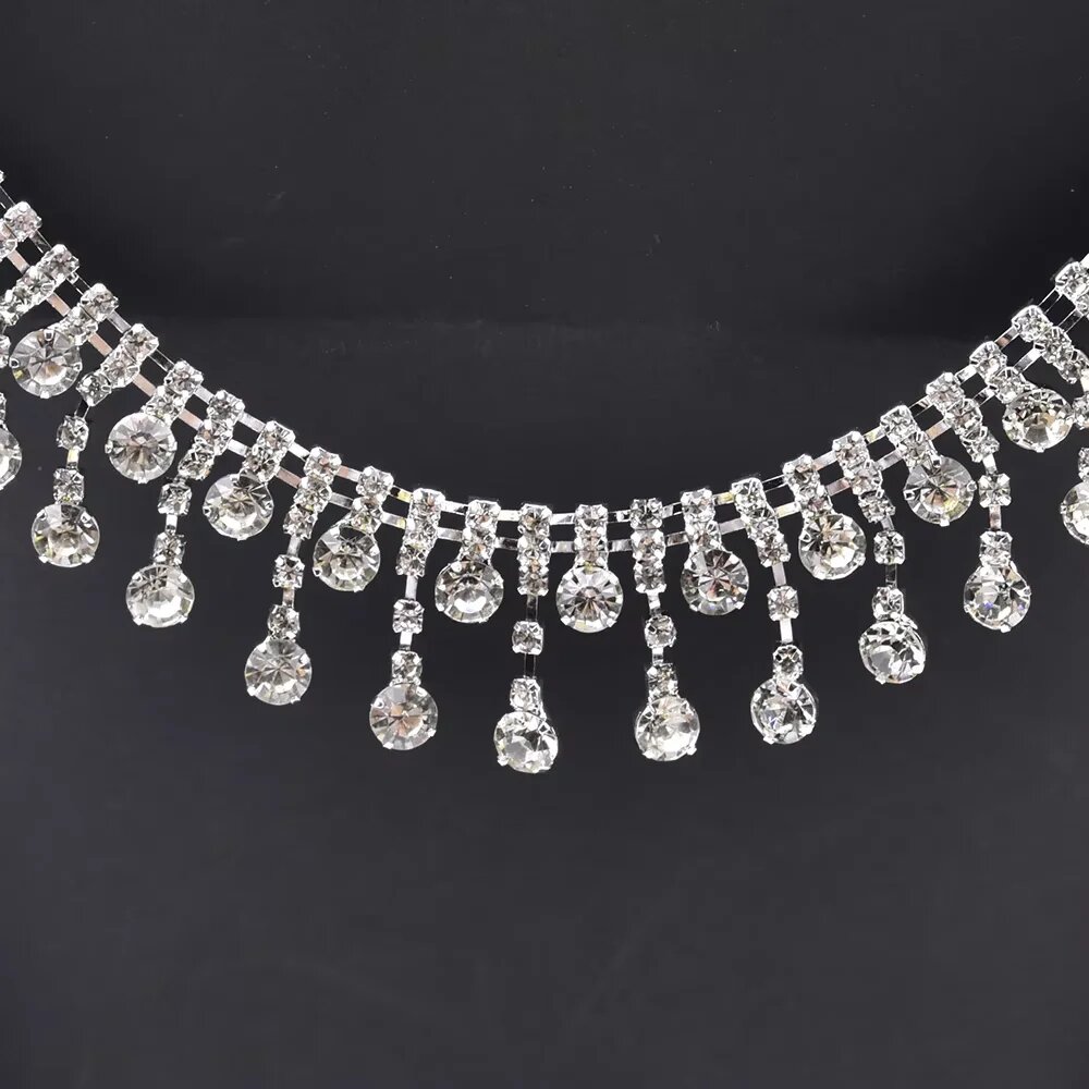 Стразовая цепочка CUIER для рукоделия 45 см/90 см 45cm, 2cm silver