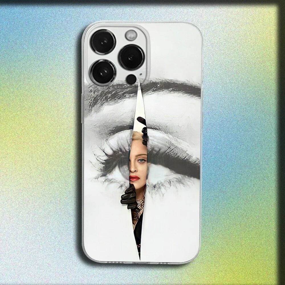 Чехол для телефона M-Madonna Singer для iPhone 16,15,14,13,12,11 Plus, Pro, Max, XR, XS, X, Plus, SE, мини-прозрачный мягкий чехол