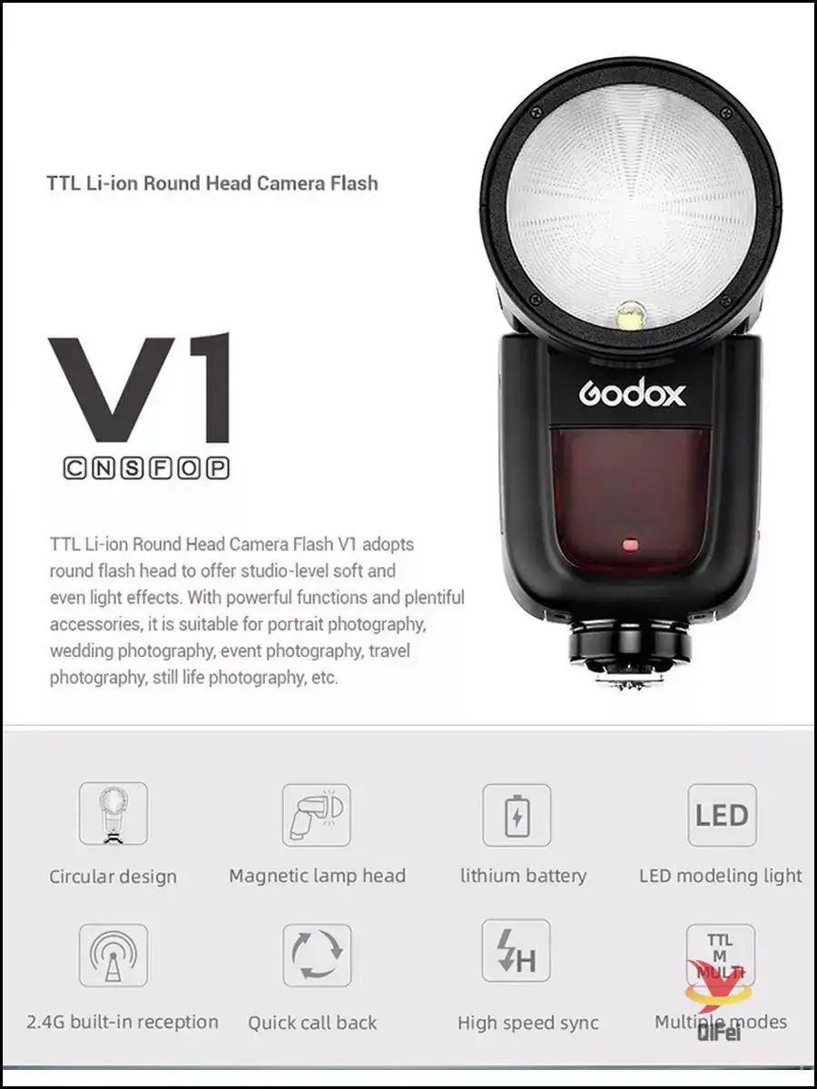 Фотовспышка Godox V1c литий-ионным аккумулятором для canon-x