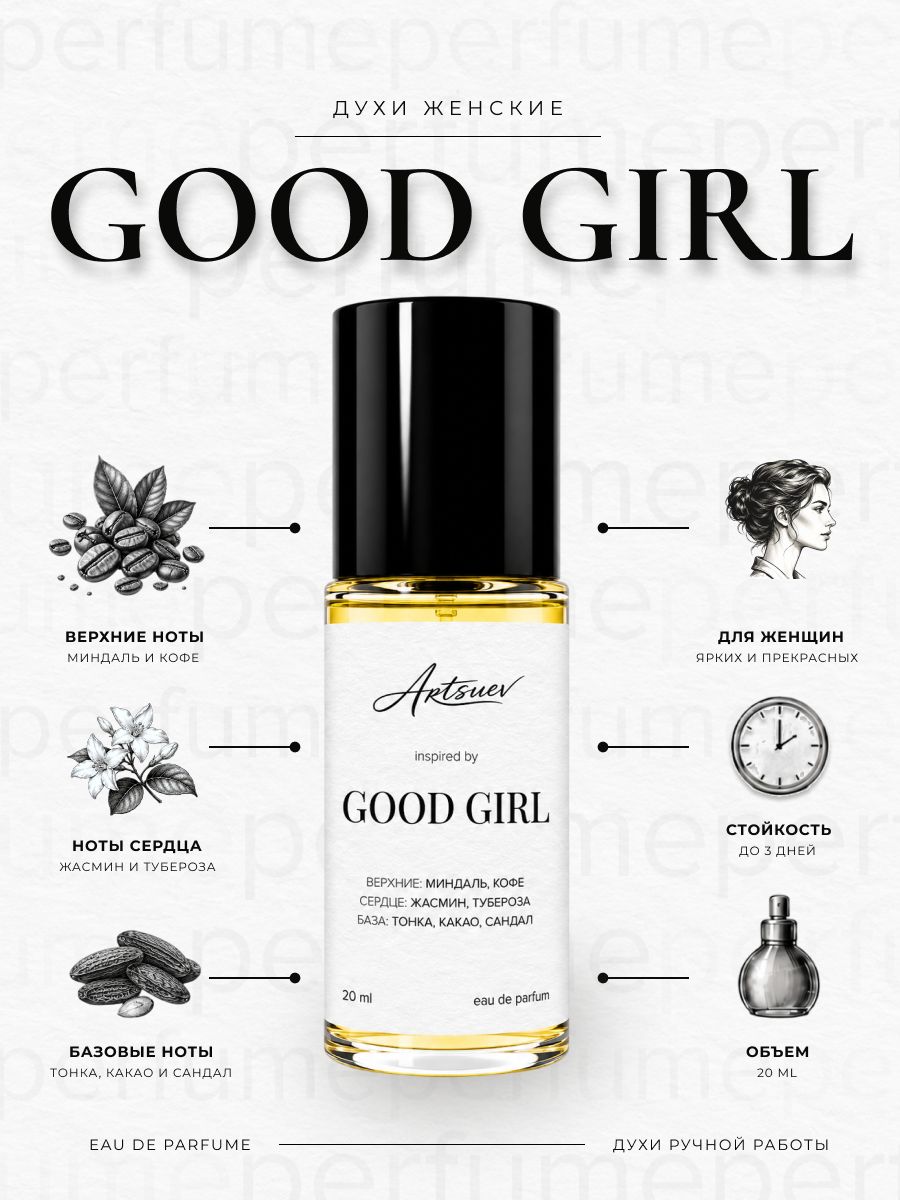 Духи стойкие Good girl Гуд герл 20мл Artsuev