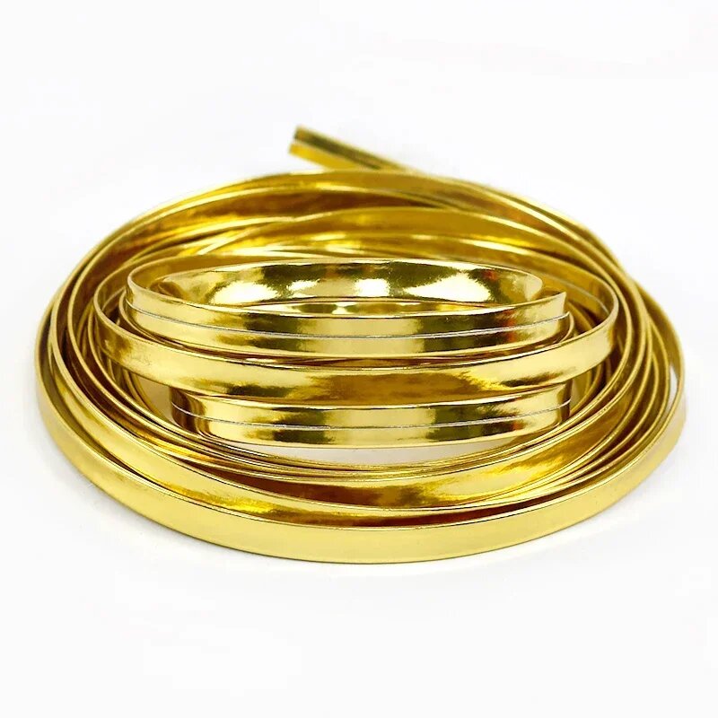Meetee Лента из искусственной кожи 5-20 мм 10 м Желтый, Gold, 8mm