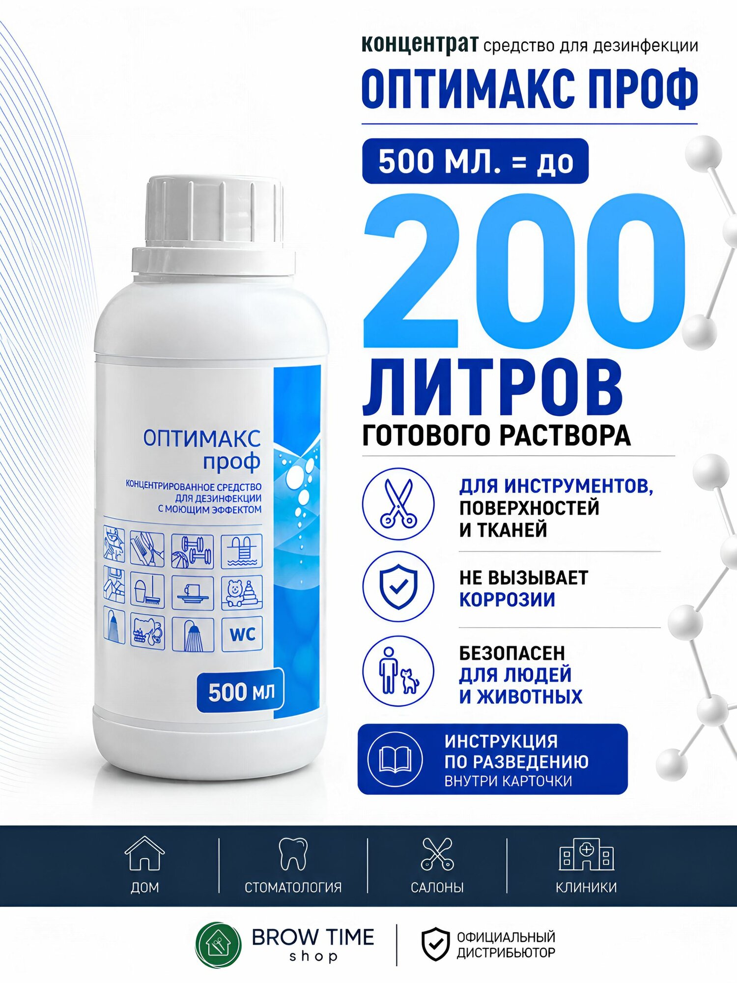 Оптимакс Проф дезинфицирующее средство, 500мл дезинфицирующее средство для маникюрного инструмента