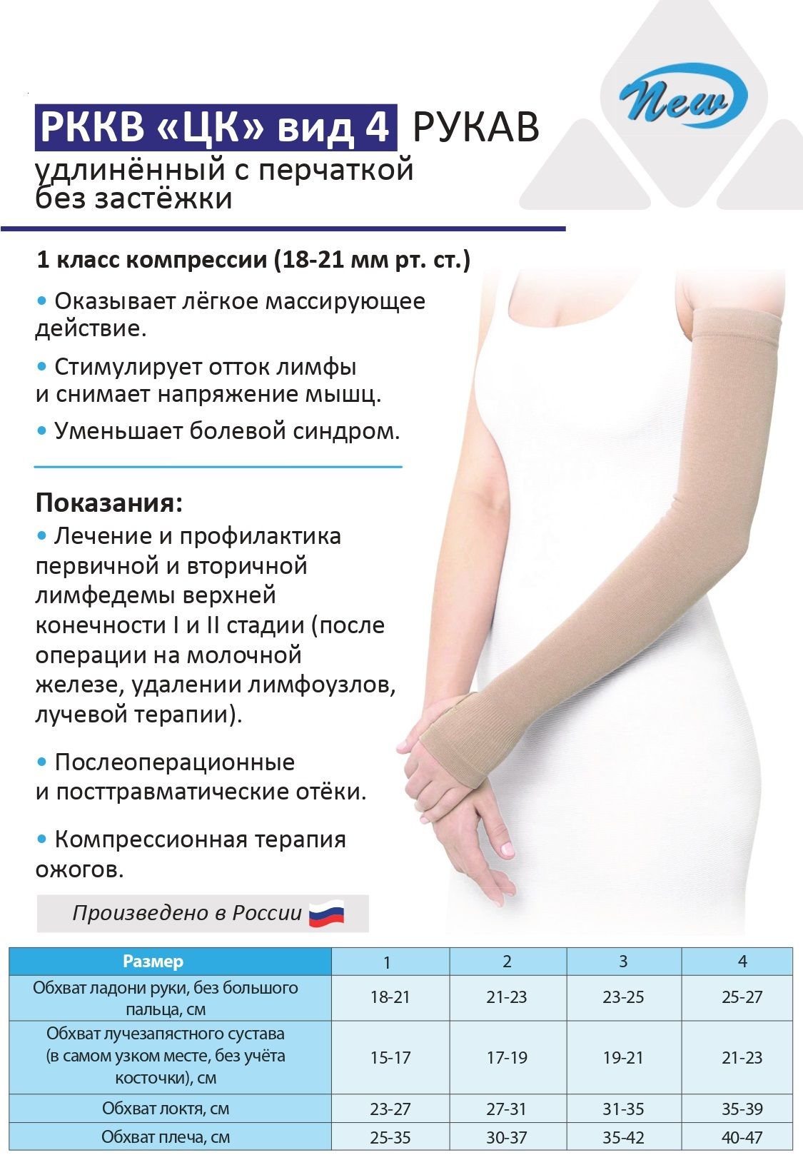 Рукав компрессионный, 1 класс, с перчаткой, размер 2