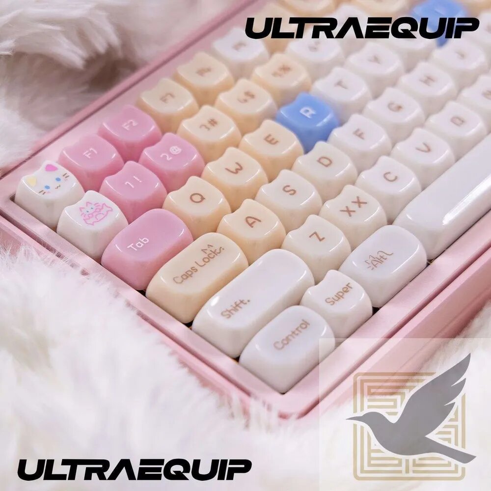 Кейкапы для механической клавиатуры - ULTRAEQUIP Набор "Фиолетовый Кристалл": 148 шт, Фиолетовые Кристаллические, Матовые Полупрозрачные, Профиль Cherry, 4-Боковая Высокая Прозрачность, для MX Switch