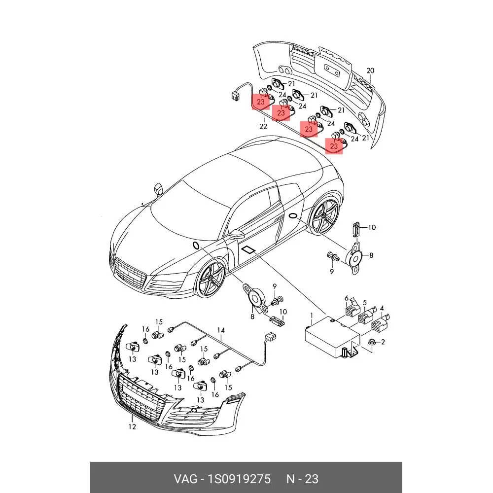 Датчик парковки!/ audi a4/a6/a7/a8/q3/q5, vw golf vi/passat/tiguan, skoda octavia VAG 1S0919275, oem 1S0919275A