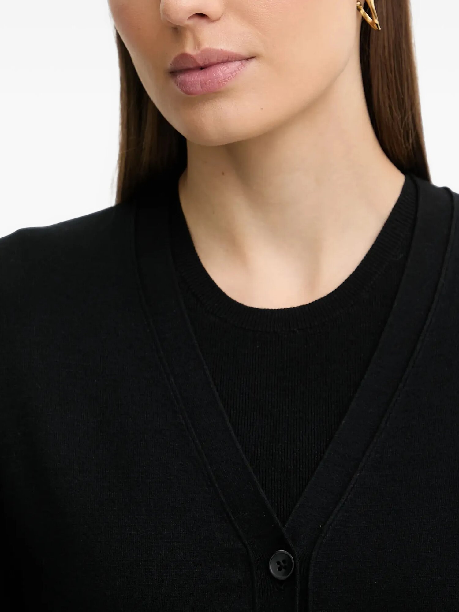 Кардиган Sisley V-neck button-up cardigan, размер 46, black — фото 1