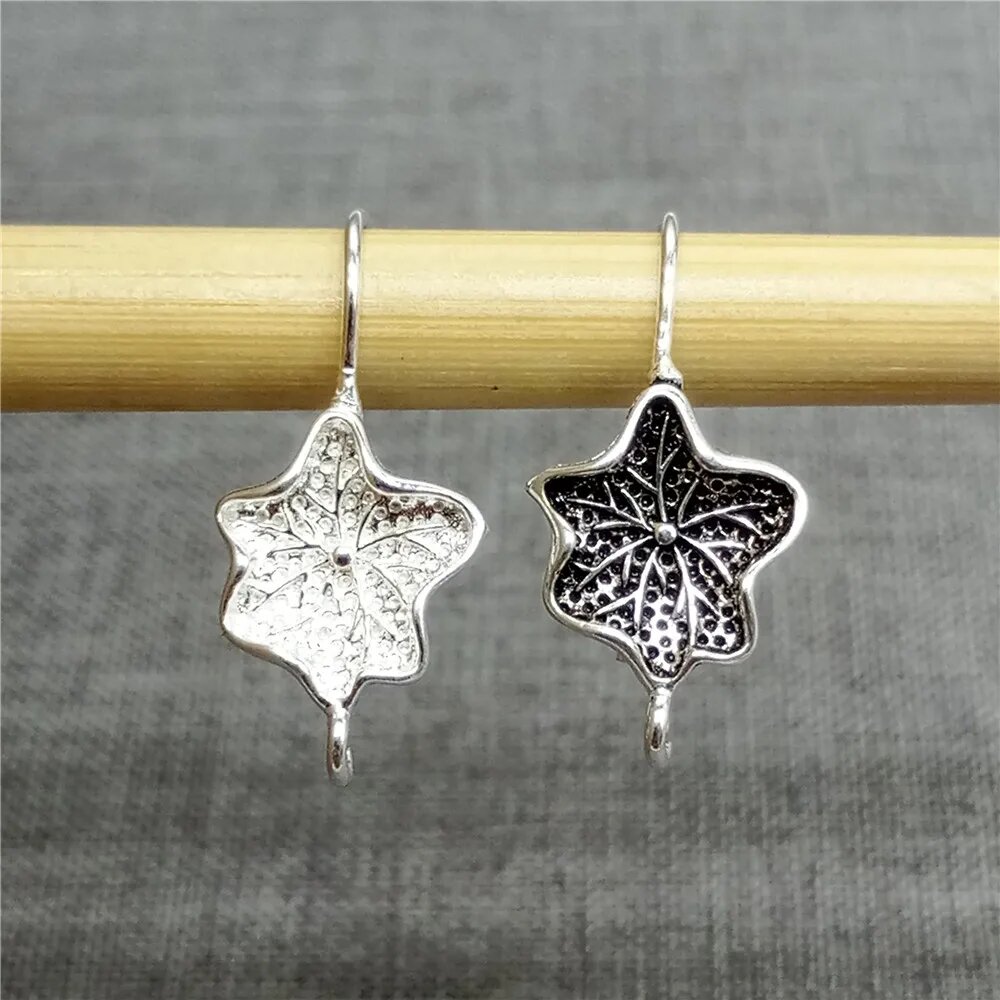 Сережки-крючки Zewelis с цветком лотоса из серебра 925 Oxidized(1 pair)