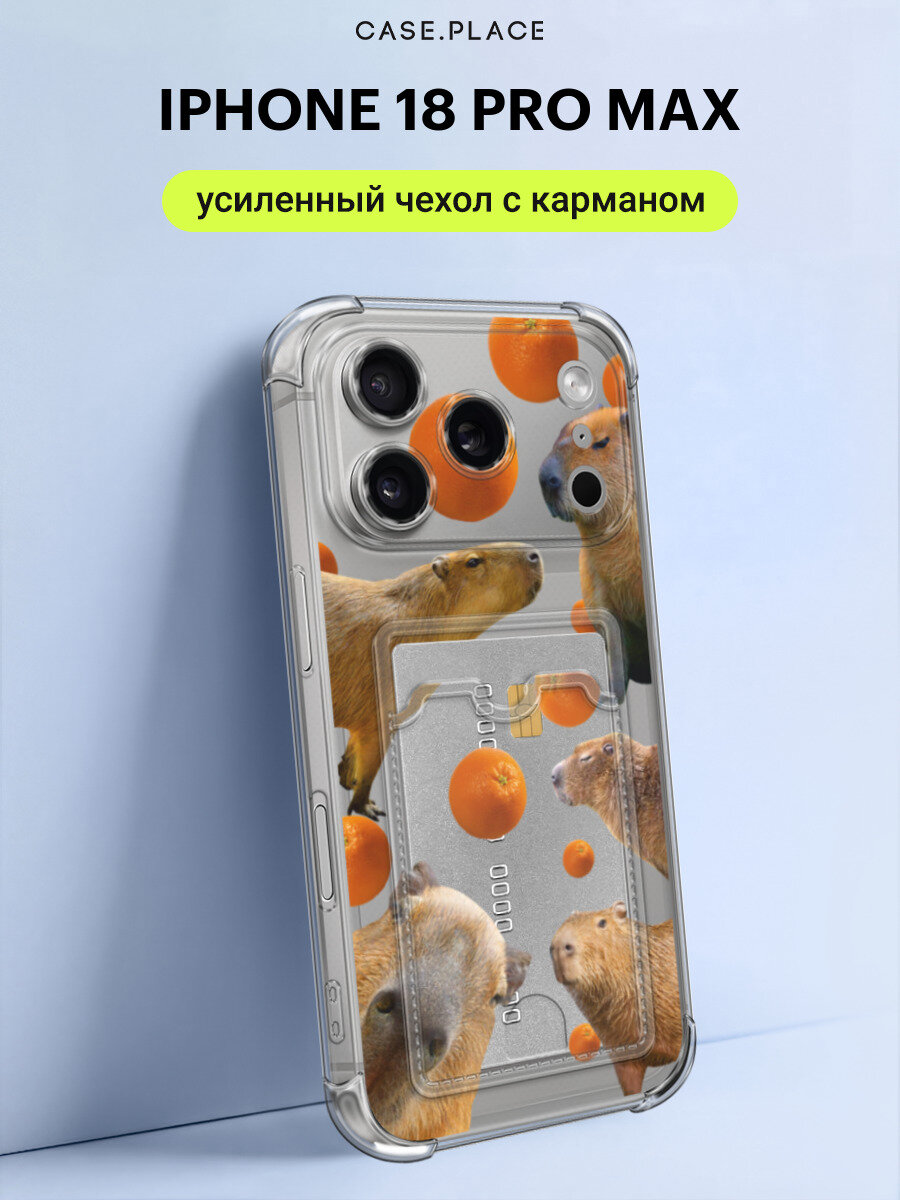 Чехол на iPhone 18 Pro Max (Айфон 18 Про Макс) с картой и принтом Капибара