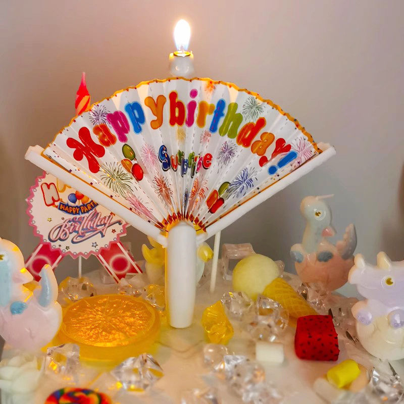 Веерные свечи с надписью 'Happy Birthday' для украшения тортов — 1 шт, аксессуары для вечеринок