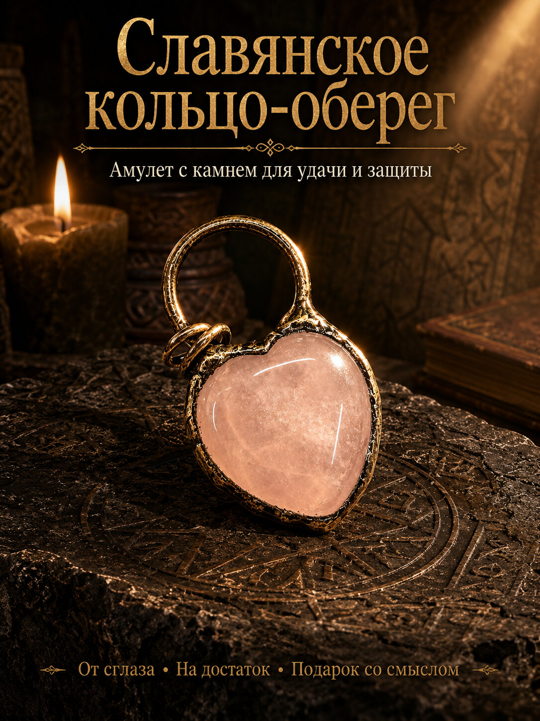 Кулон оберег с камнем, подвеска-амулет талисман унисекс