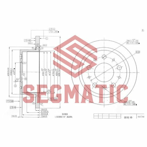 Диск торм. зад. для а/м Fiat, Ducato II (06-) 250, D=300mm thk=16 PCD-130/5 Segmatic SBD30093171