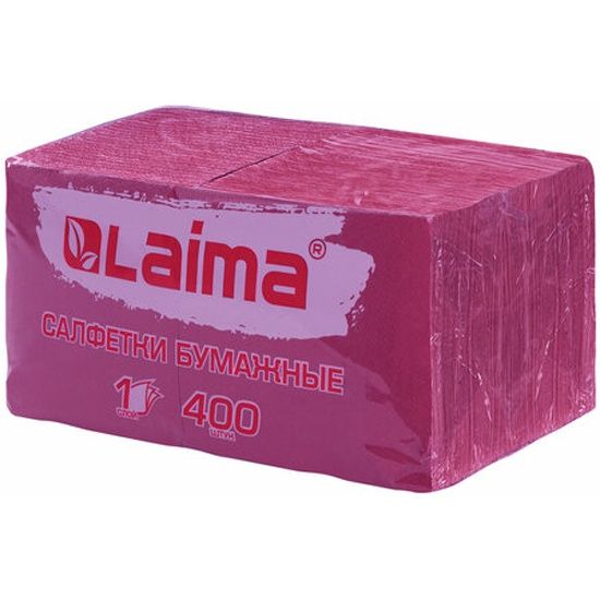 Салфетки бумажные 400 шт, 24х24 см, "Big Pack", бордовые, 100% целлюлоза, LAIMA, (114725СН)