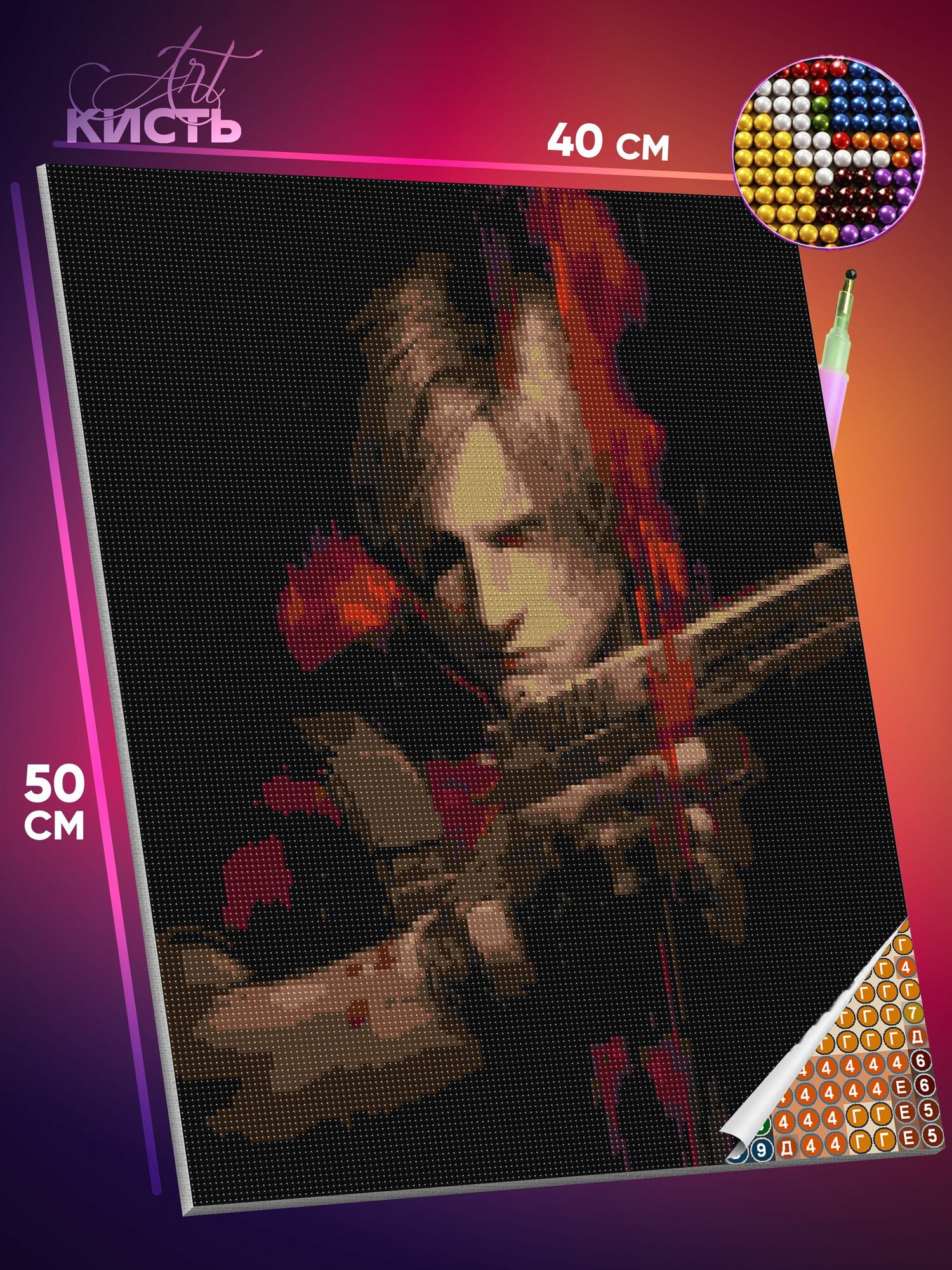 Алмазная мозаика на холсте с подрамником 40х50 Resident Evil Игра Леон Кеннеди