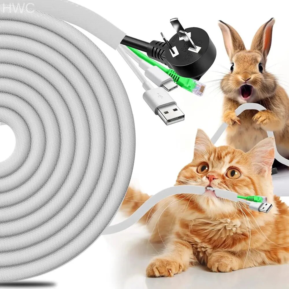 Противогрызущий чехол для кабелей 2 метра из PET материала, защита проводов от кошек, собак, кроликов и грызунов, кабель-органайзер, растягивается до 4 кабелей