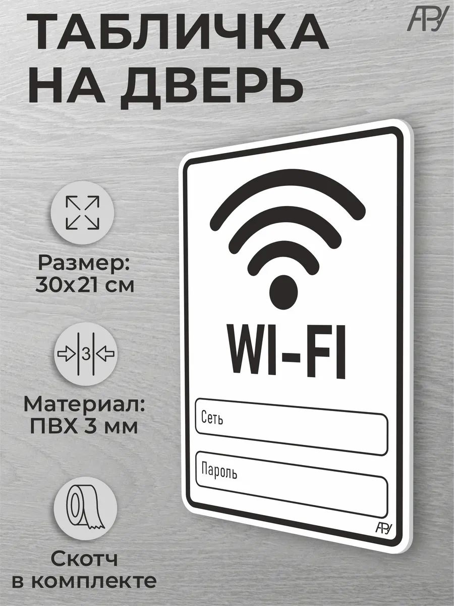 Табличка на дверь помещения Wi-fi зона