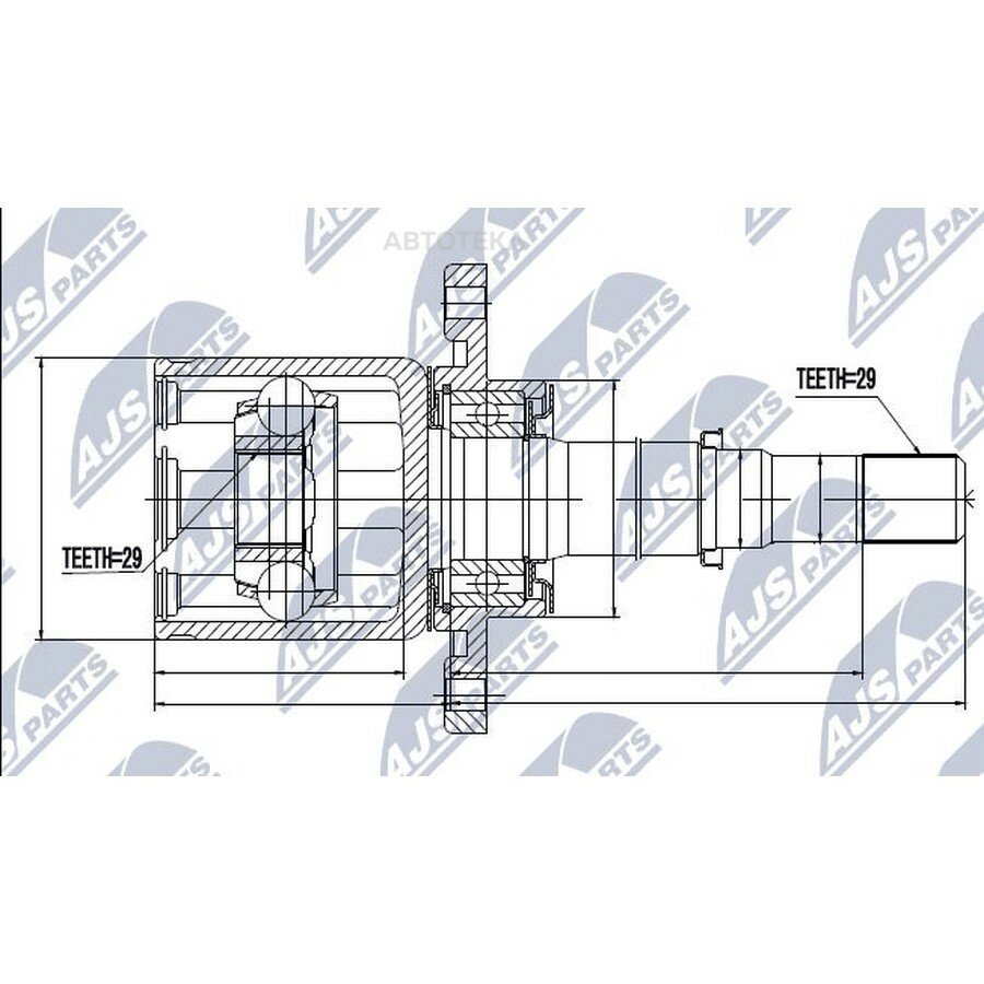 ШРУС внутр. к-кт Nissan QashqaiI 4WD 1.6DCI 11- 2.0DCI 07- Renault Koleos 2.0DC NTY NPWNS046