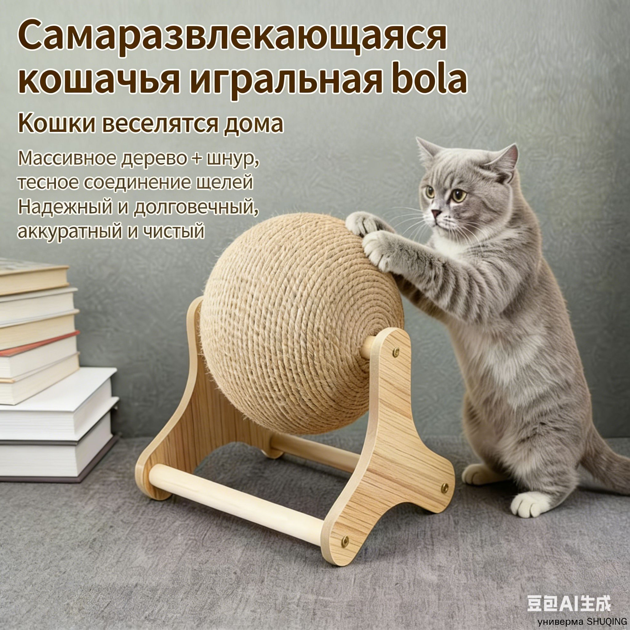 Игровой мяч из сизаля для кошек и кроликов, точит когти и зубы, самозанятый, прочный
