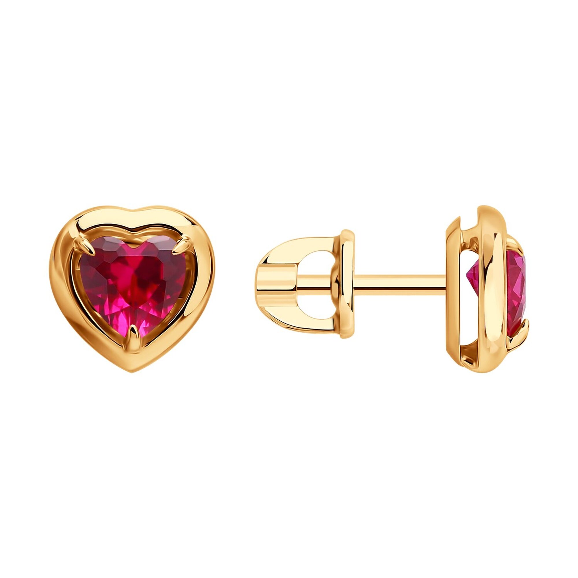 Серьги Diamant online, красное золото, 585 проба, корунд