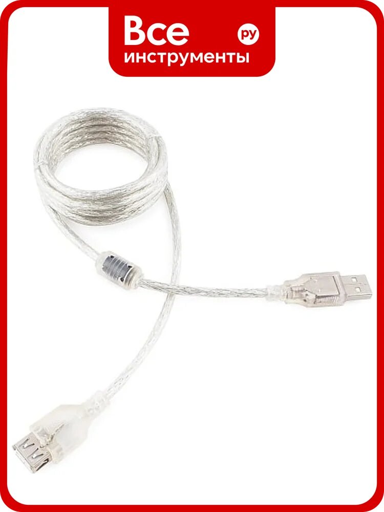 USB2.0 удлинитель Cablexpert Pro, AM/AF, Кабель 2м, экранированный, прозрачный, CCF-USB2-AMAF-TR-2M