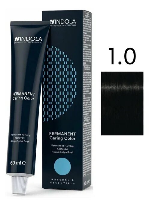 Indola Natural & Essentials 1.0 Черный натуральный Перманентный крем-краситель для волос 60мл