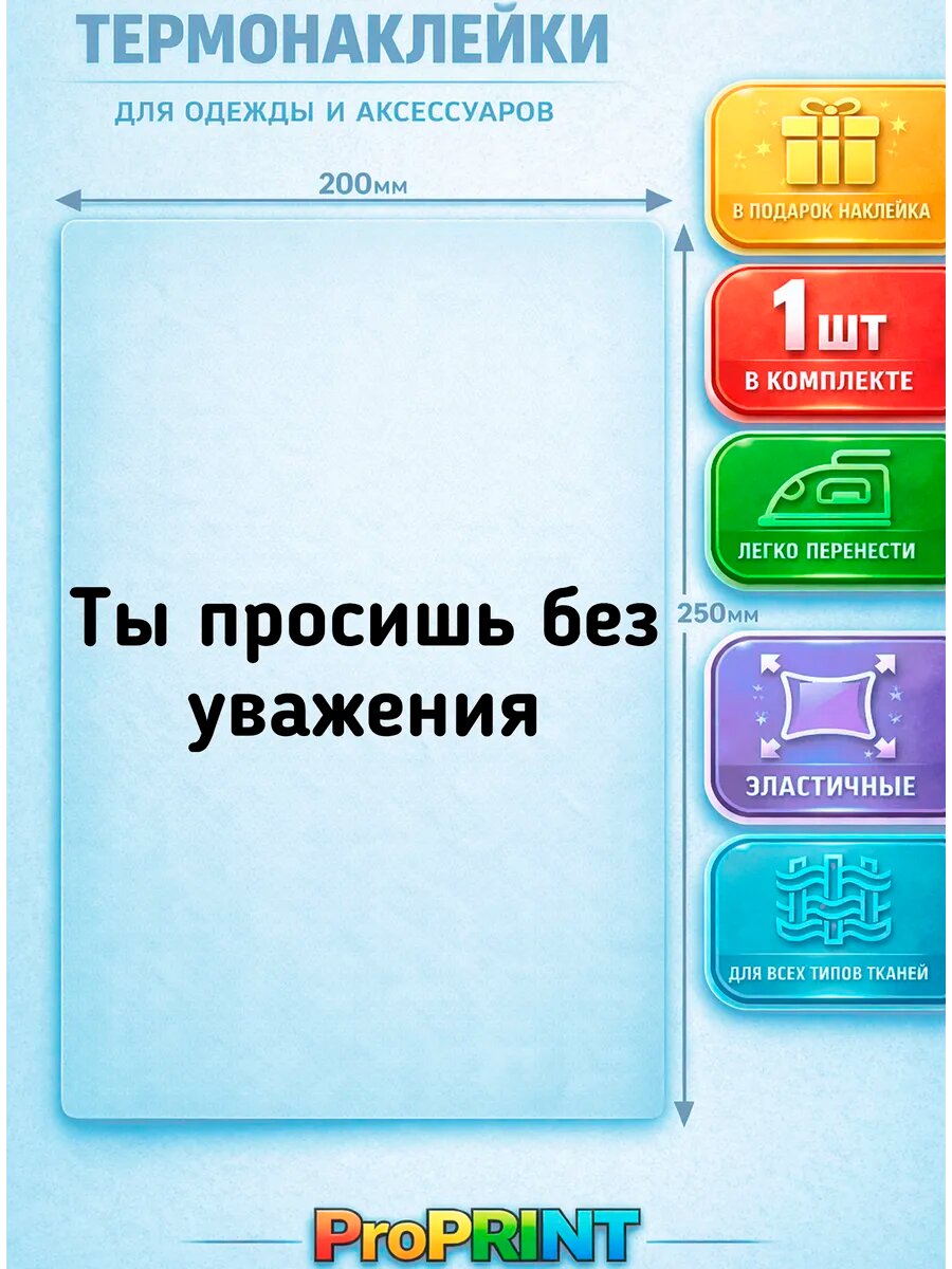Термонаклейка на одежду надпись Ты просишь без уважения