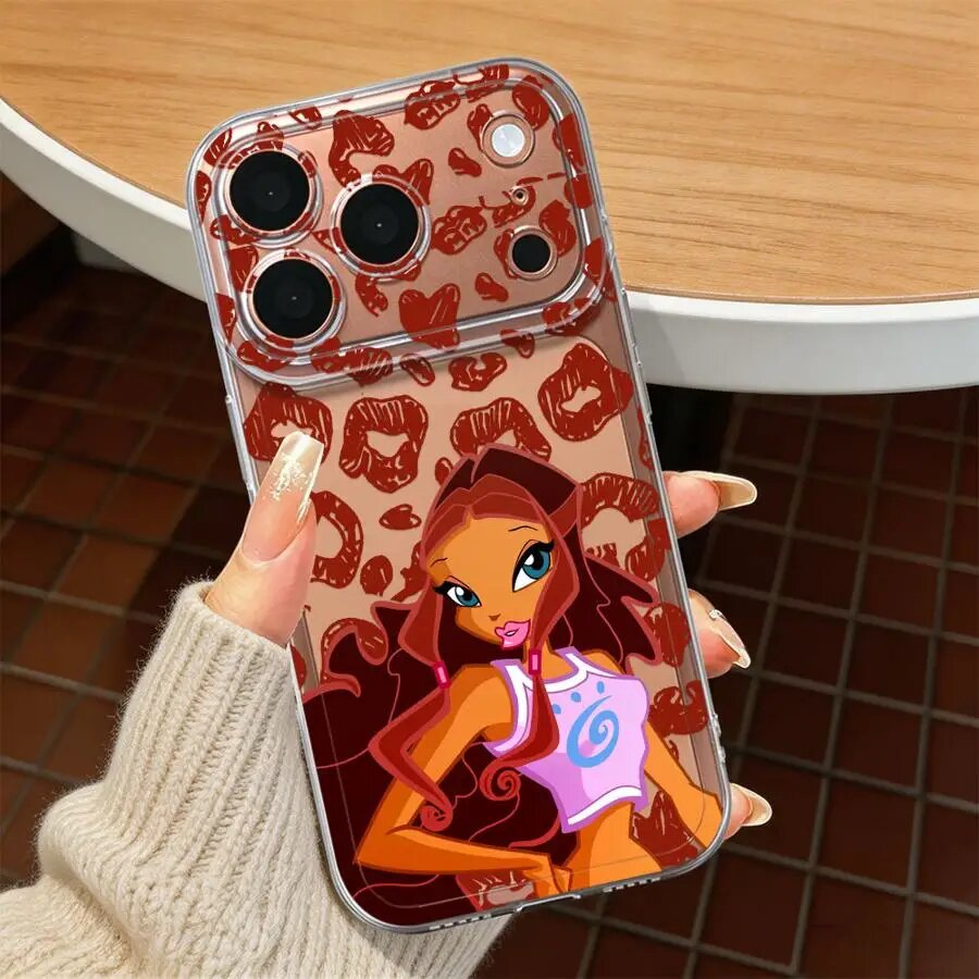 Горячая новинка: Чехол W-Winx Club для Apple iPhone 17 Pro Max, 11, 13 iPhone17e, Бордовый, Mix05