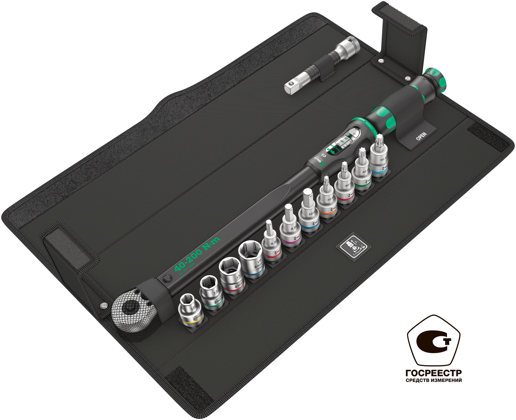 WERA Click-Torque C 3 Set 1 Набор торцевых головок с динамометрическим ключом, 13 пред-в, WE-075680