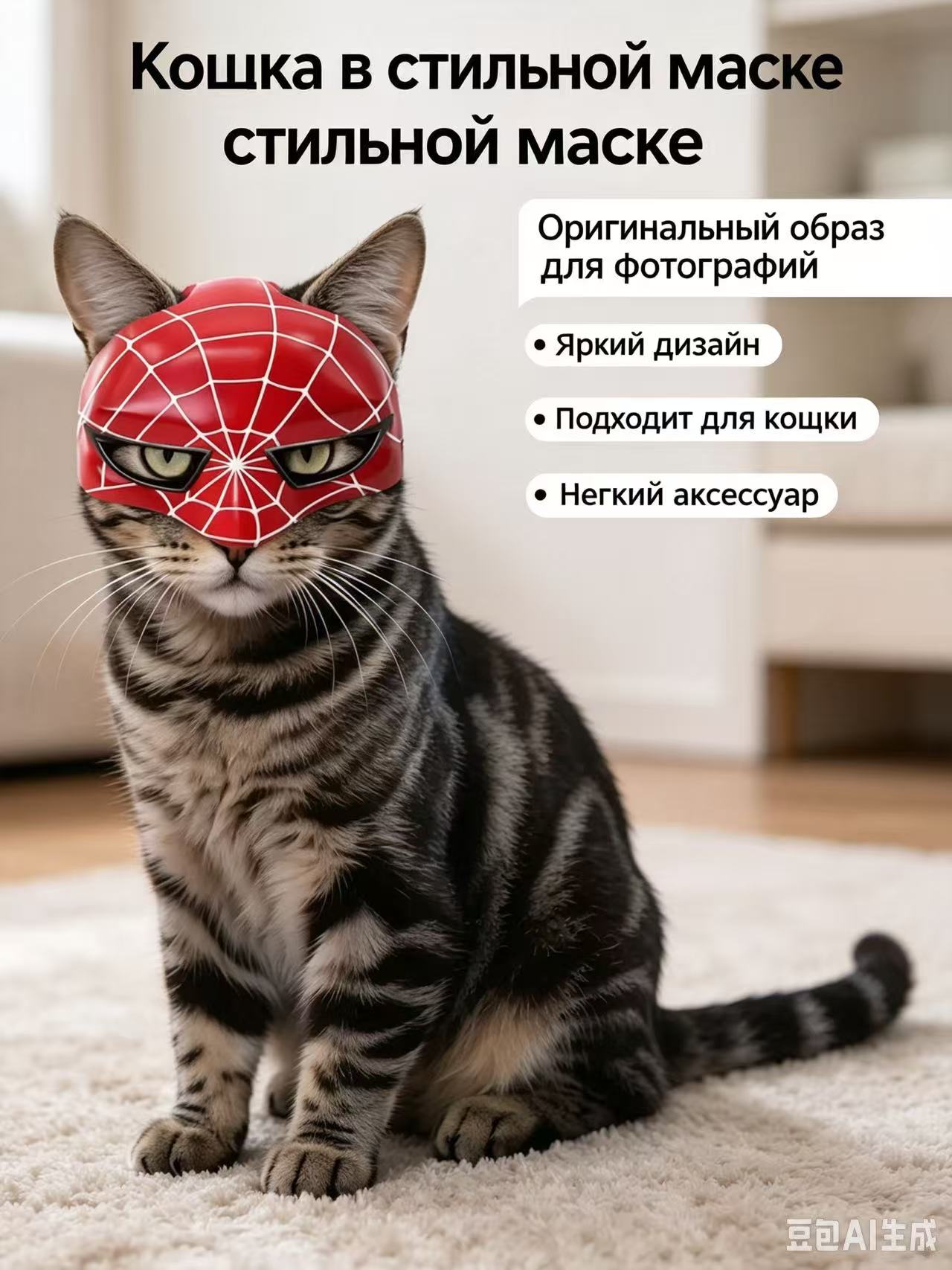 Забавная маска для кошки в стиле Человека‑паука, аксессуар для фотосессий питомца, весёлый декор для кошки
