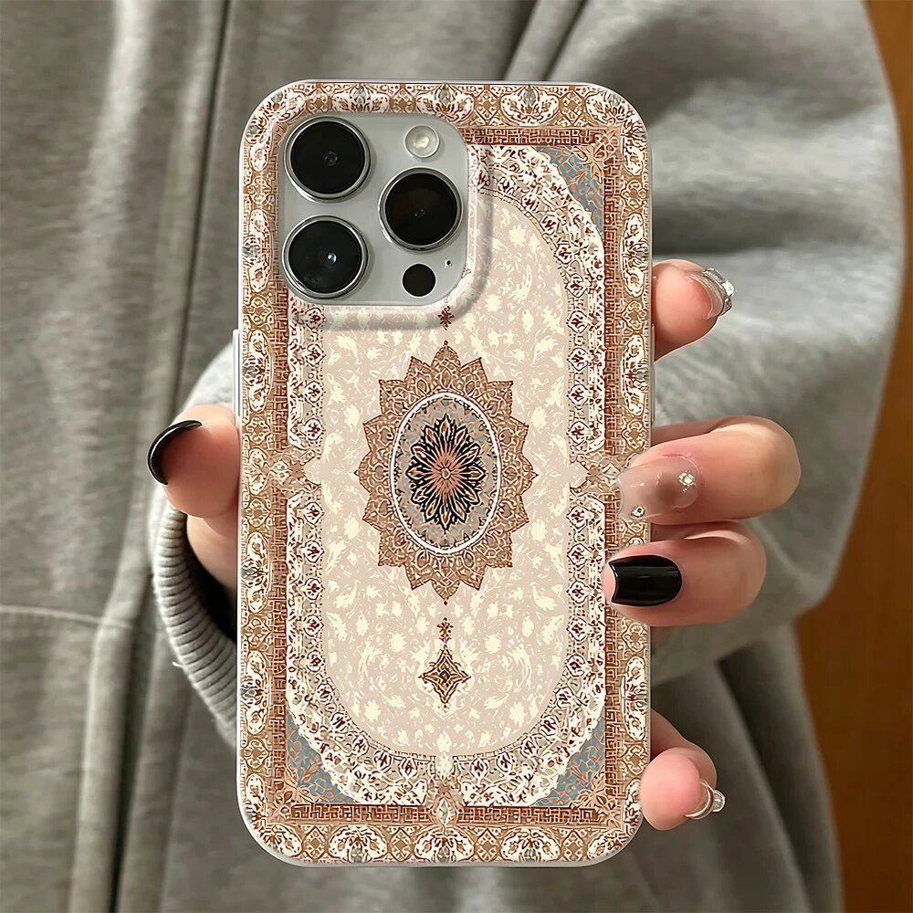 Винтажный чехол для телефона с узором в виде ковра для iPhone 14, 16, 11 Белый, White, For iphone 17