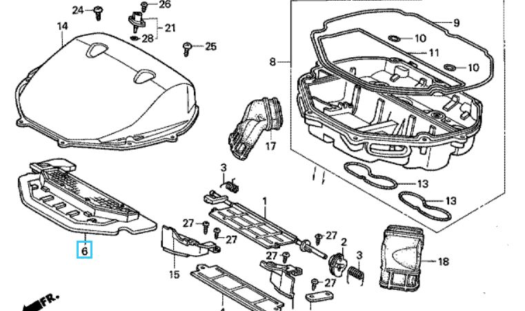 Фильтр воздушный Honda CBR929 RR 2000 - 2001; Артикул Honda: 17210MCJ003 (Оригинал)
