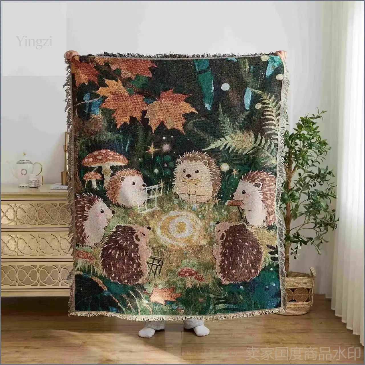 Плед 130x180 см софт вязаный, двусторонний животные хаки
