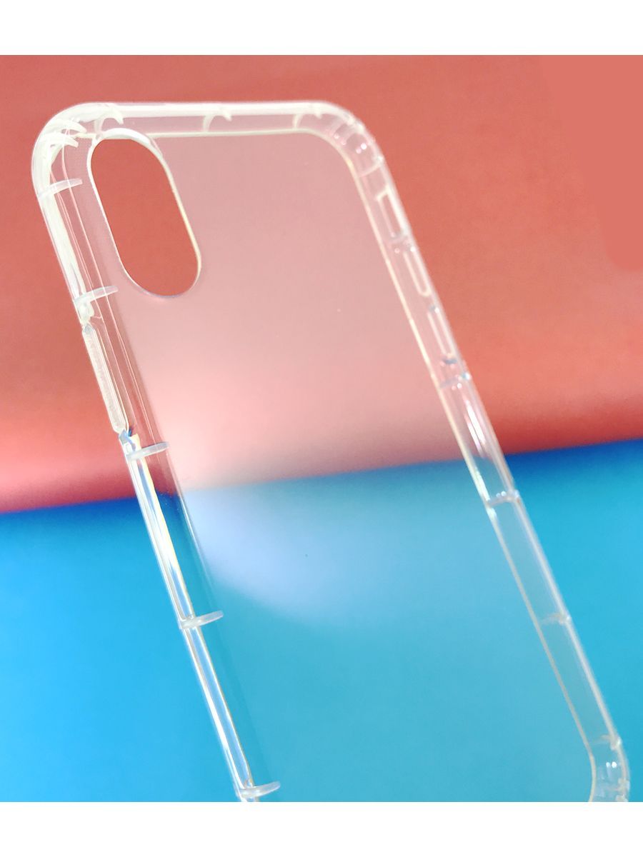 Чехол MF для iPhone Xs Накладка прозрачная силиконовая с противоударными бортиками выступающими над экраном телефона и углами, усиленными ребрами жесткости защищающми от падения