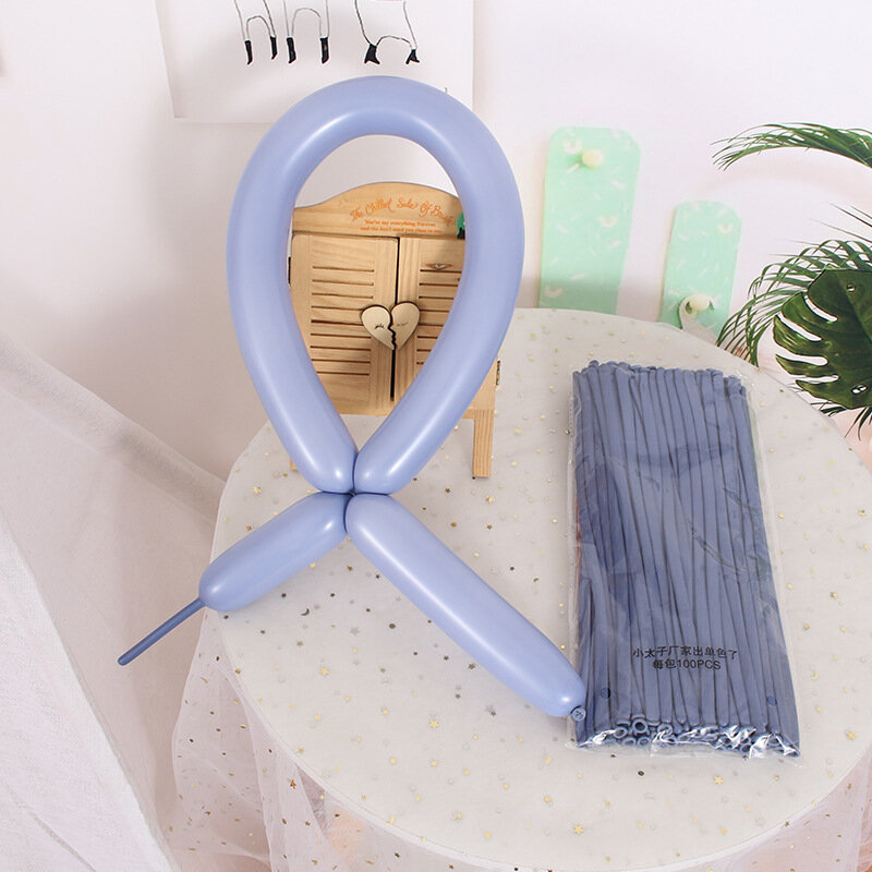 Толстые однотонные шары Small Prince 100 шт. в сине-сером цвете с магическим переплетением для декора