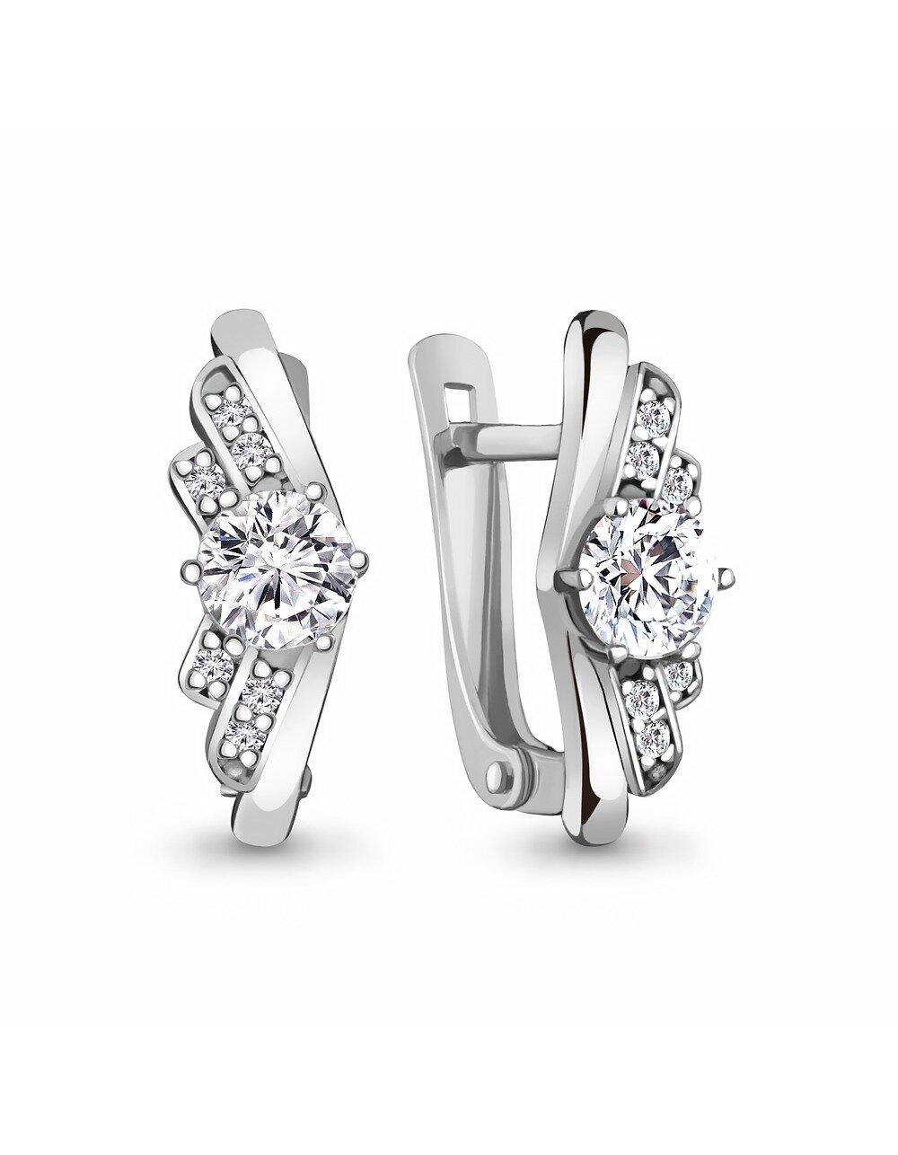 Серьги серебро, 925 проба, родирование, фианит