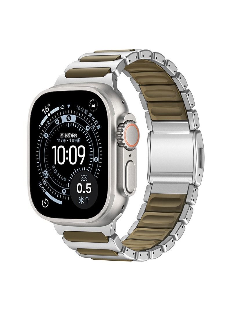 Для Apple Watch Ultra 3 S12 11 10 9 Магнитный силиконовый браслет титановый ремень для iWatch 44 мм 45 мм 46 мм 49 мм
